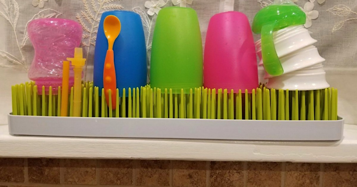 This Modern Green Lawn Countertop Drying Rack is Functional & Fun